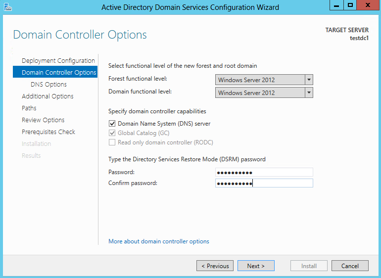 Promoting a Windows 2012 Server to a Domain Controller using Server ...